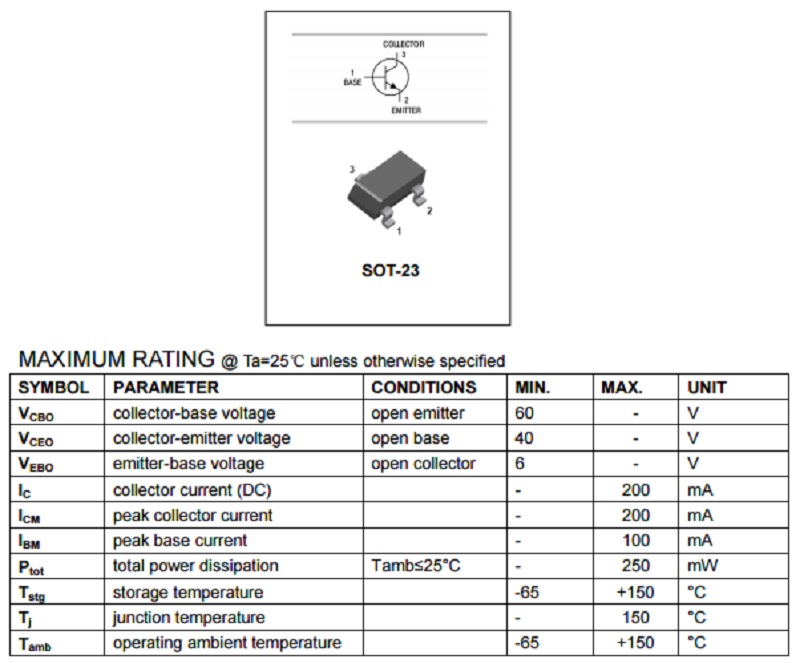 ::.2N3904 MMBT3904 1AM NPN Transistor 0.2A 40V SOT-23.::